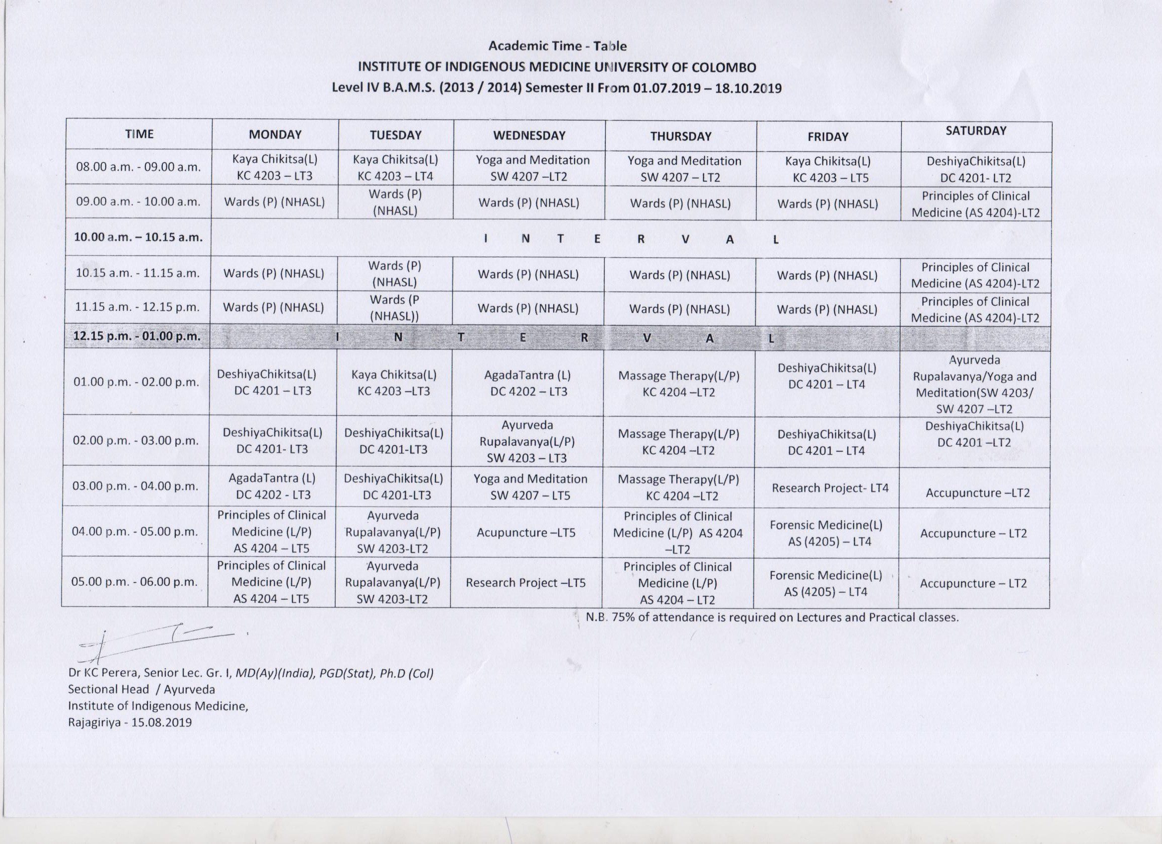 Level IV B.A.M.S (2013/2014) Second Semester Revised Academic Time ...