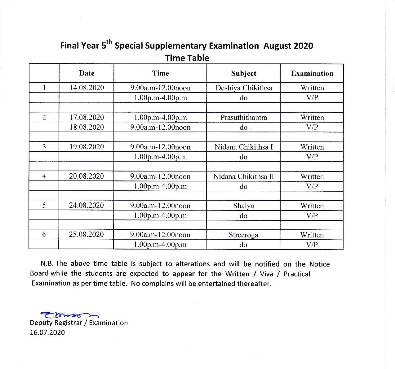 Notice: fourth year and final year Exams Time table & Exams Application ...