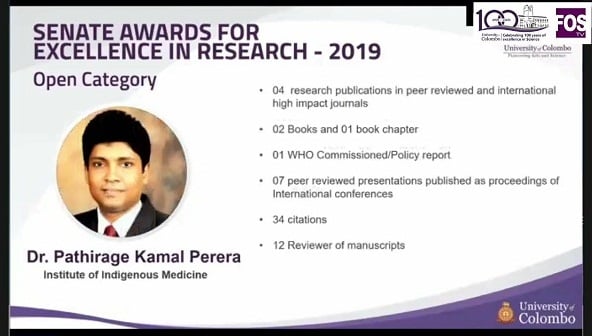 Dr. Pathirage Kamal Perera achieved the Senate award for Research Excellence 2019. | Faculty of ...