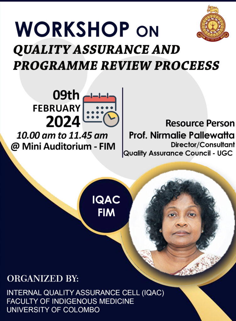WORKSHOP ON QUALITY ASSURANCE AND PROGRAMME REVIEW PROCEESS | Faculty ...
