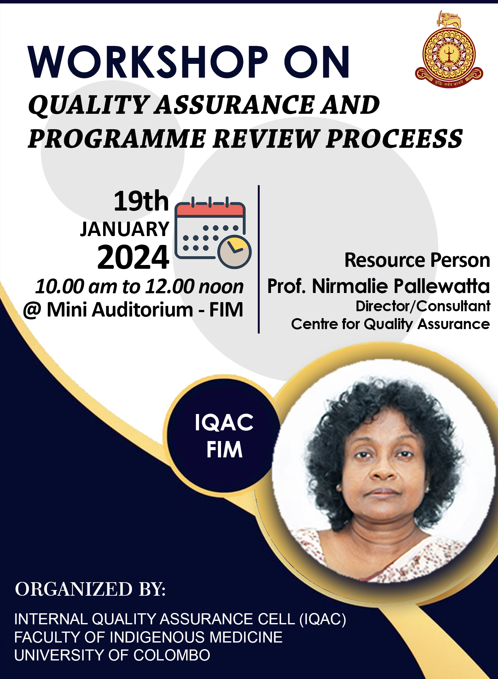 WORKSHOP ON QUALITY ASSURANCE AND PROGRAMME REVIEW PROCEESS | Faculty ...