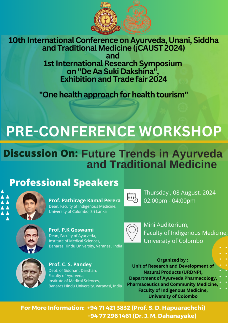 Pre-Conference Workshop : Future Trends in Ayurveda and Traditional ...