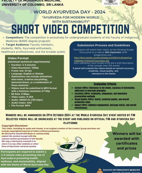 World Ayurveda Day | Faculty of Indigenous Medicine