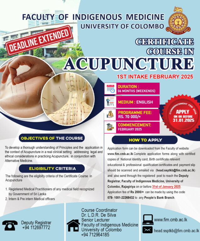 Certificate course in Acupuncture | Faculty of Indigenous Medicine